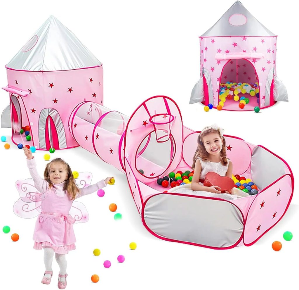 Šator Tunel za Decu 3u1, Roze - Snizeno.rs